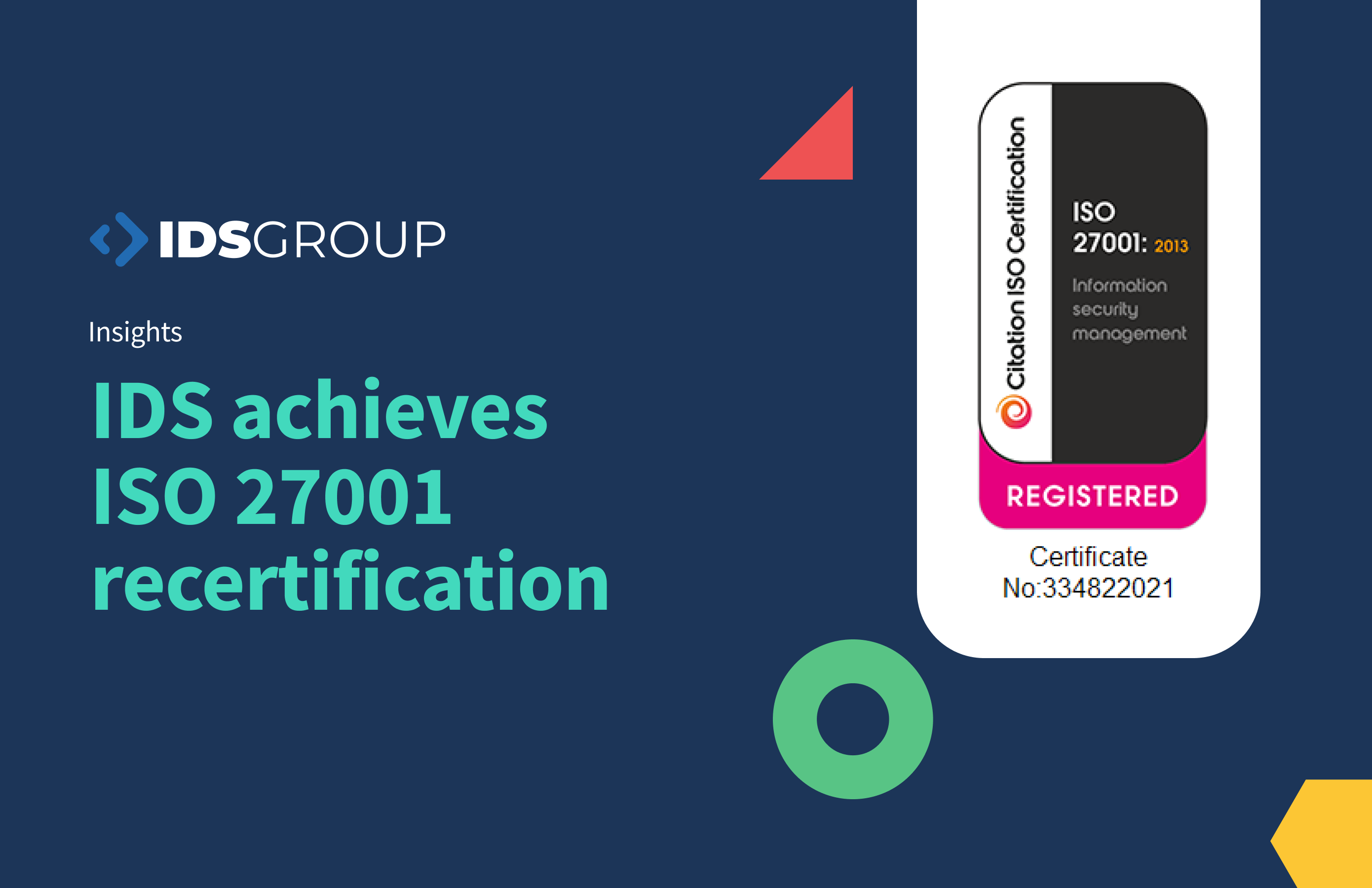 IDS achieves ISO 27001 recertification - IDS Group